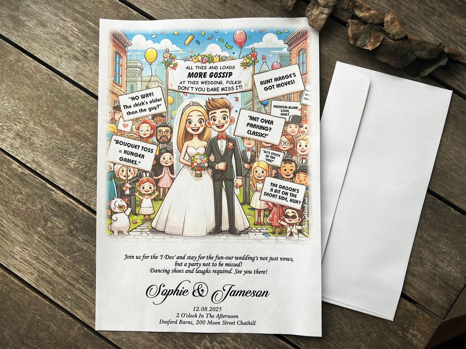 Fun & Unique Comic-style Wedding Invitation – Gossip Theme – Quirky ...