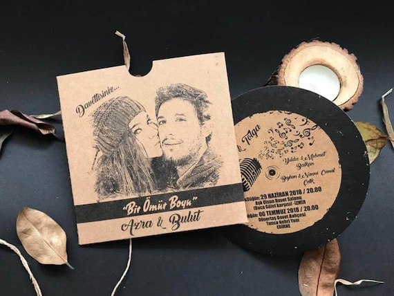 Record Wedding Invitation With Photo - Etsy