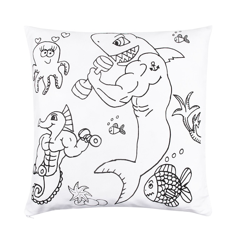 2 Sided Coloring Pillow. Coloring Cushion and Markers. SHARK - Etsy