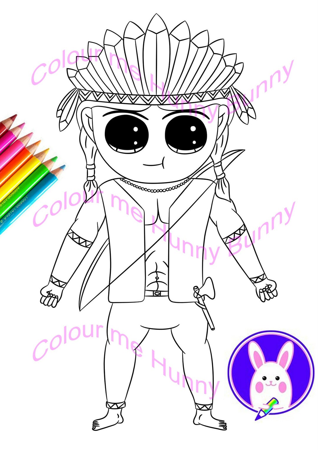 Indian Character, Printable Coloring Page, PDF, Coloring Activity ...