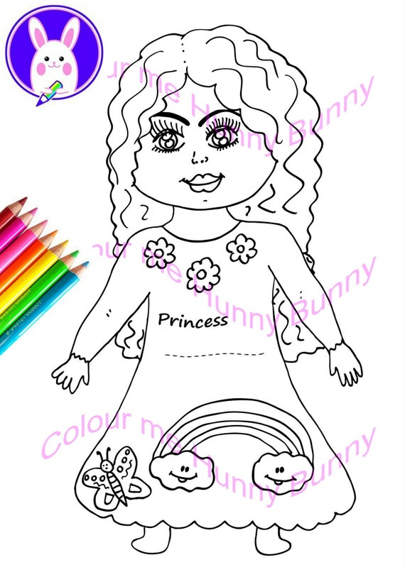 Princess Characterwavy Hair Printable Coloring Page PDF - Etsy