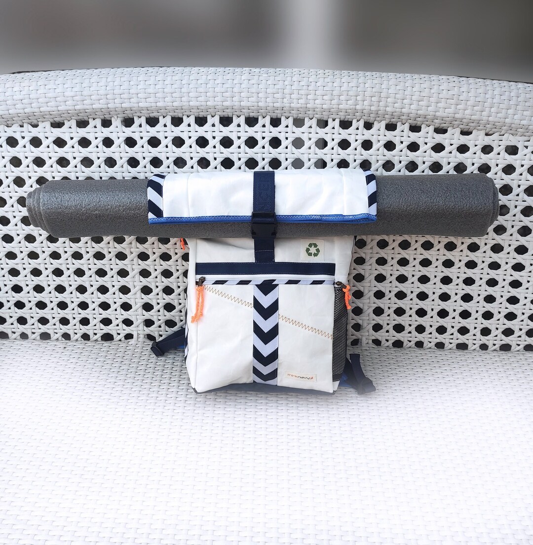 White Black Sailcloth Waterresistant Backpack Unisex Recycled - Etsy