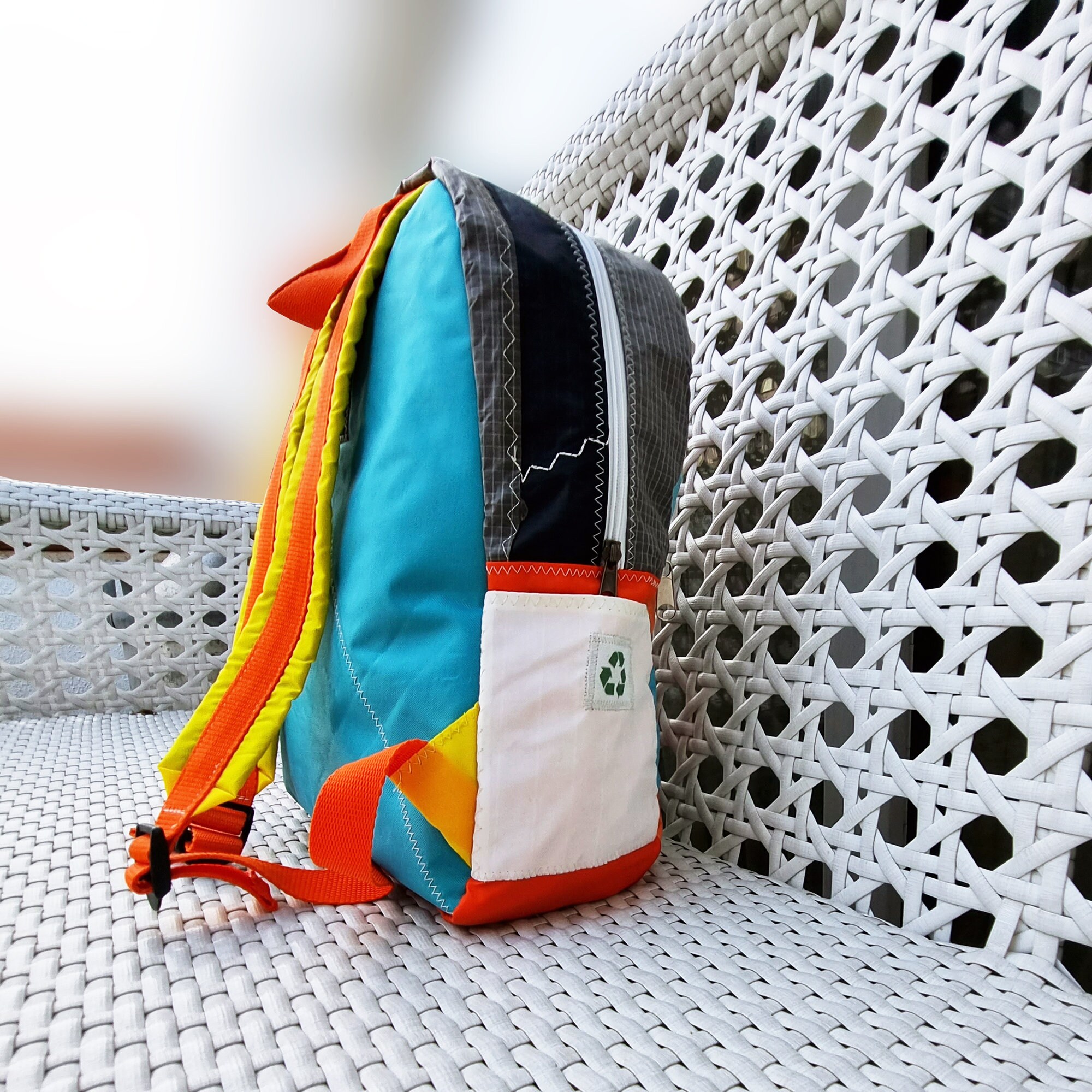 Waterproof Orange Blue Backpack Made From Recycled Kite Gift - Etsy