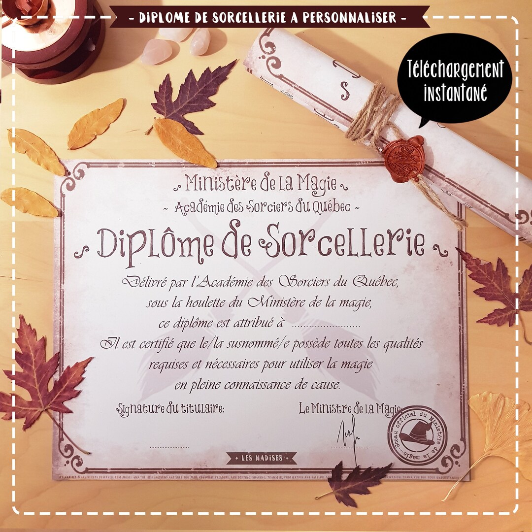 Wizard's Diploma DIGITAL FILE, Ministry of Magic, Wizard Academy ...