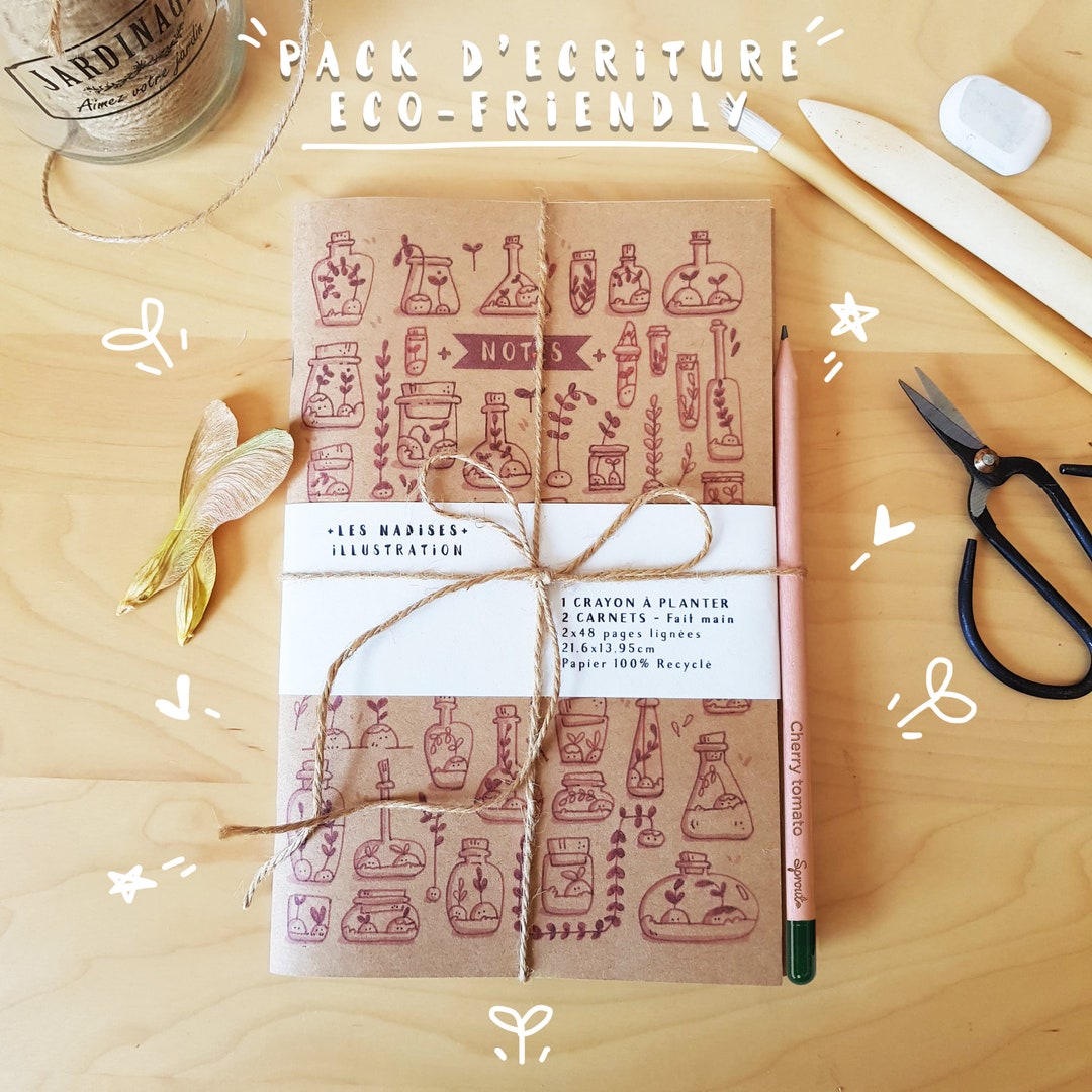 BUDDING WRITER Pack, 1 Seed Pencil to Plant and 2 Terrarium Notebooks ...