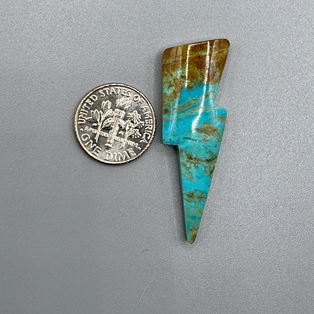 Kingman Turquoise Lightning Bolt Cabochon - Etsy