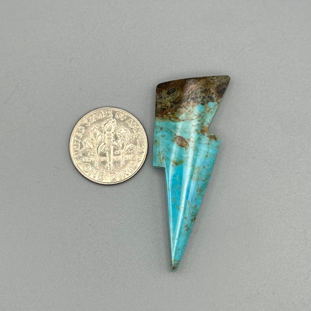 Kingman Turquoise Lightning Bolt Cabochon - Etsy