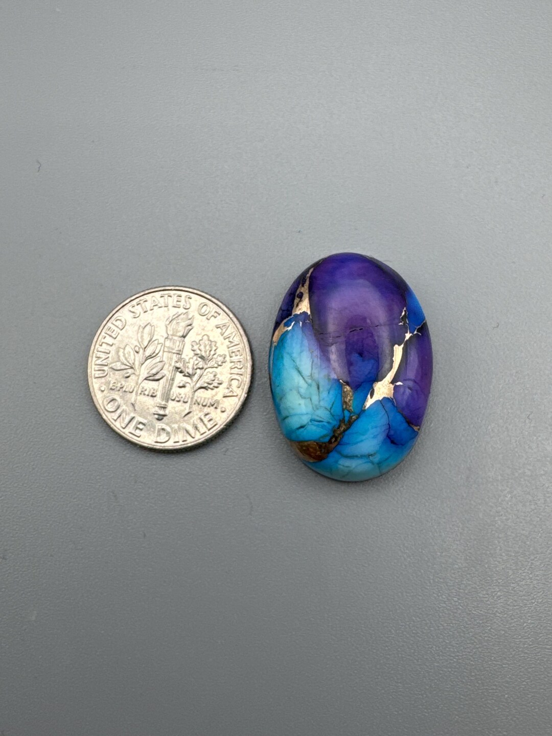 Blue/purple Delia and Bronze Cabochon - Etsy