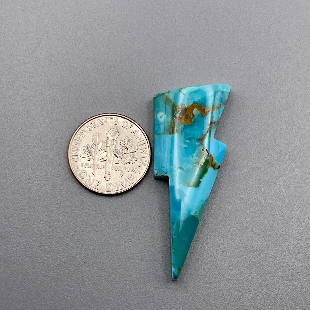 Kingman Turquoise Lightning Bolt Cabochon - Etsy