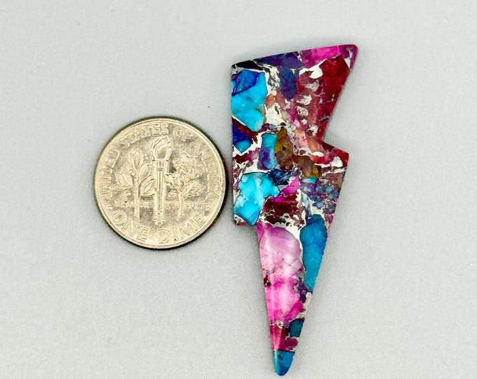 Spiny Oyster/kingman Turquoise Lightning Bolt Cabochon - Etsy