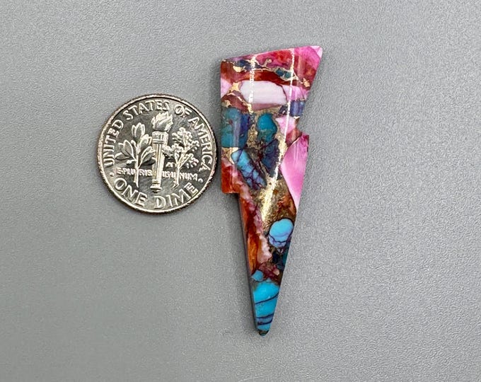 Spiny Oyster/kingman Turquoise Lightning Bolt Cabochon - Etsy