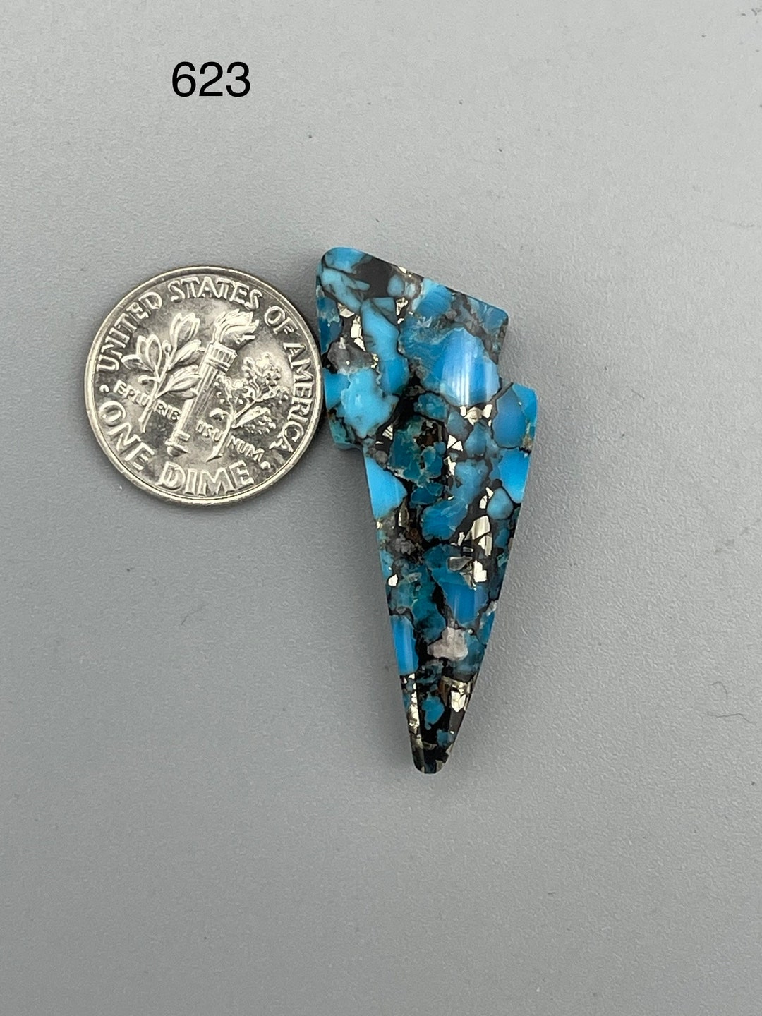 Kingman Turquoise Pyrite Lightning Bolt Cabochon - Etsy