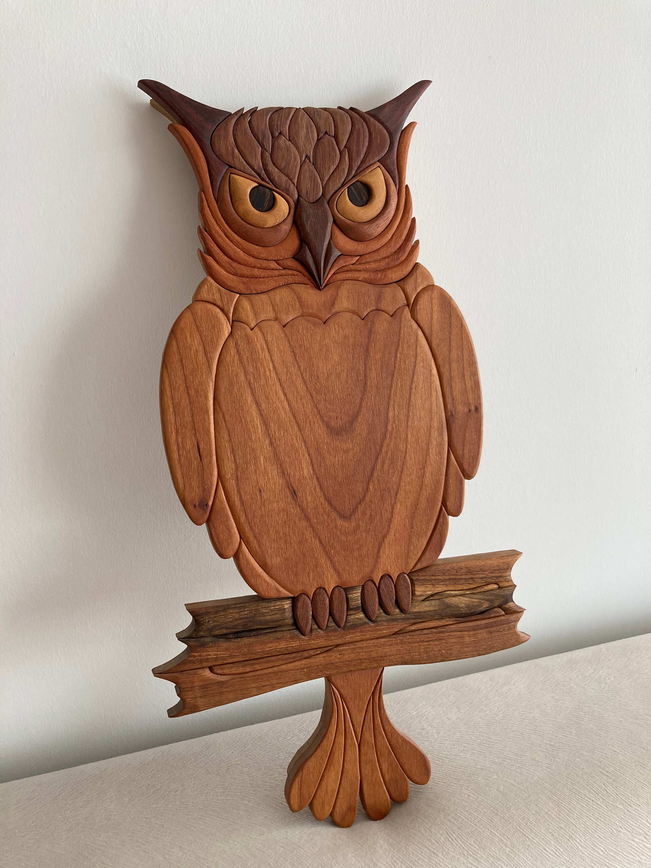 Wood Intarsia-owl,3d Wall Art, Intarsia Wood Art, Home Decor, Wall ...