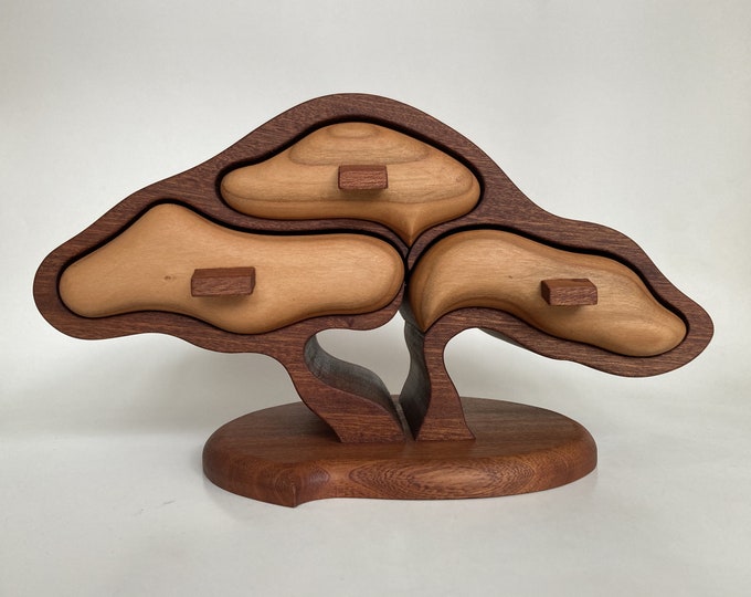 Wooden Jewelry Box - "bonsai Tree" Made of Solid Wood for Your Precious ...
