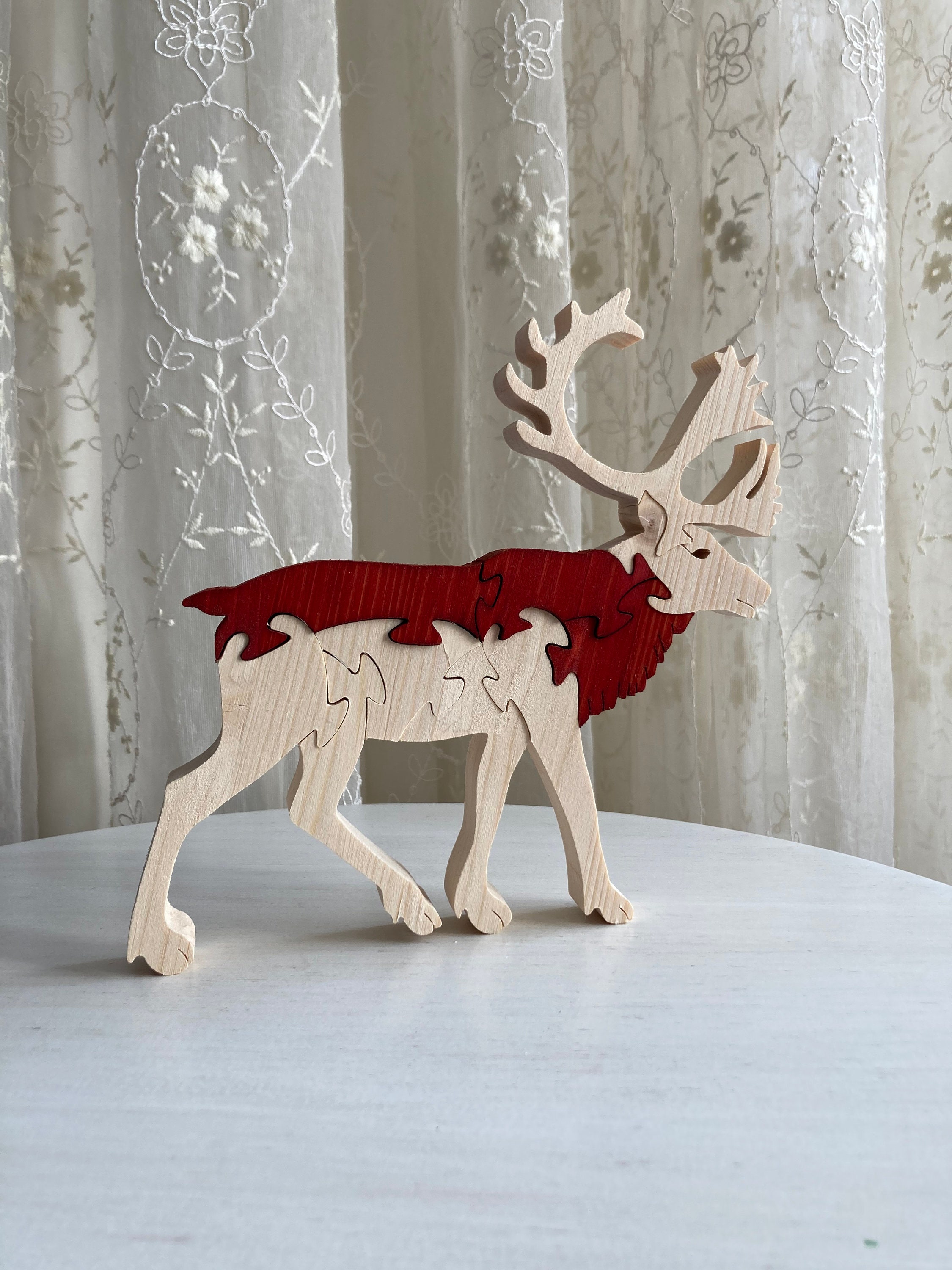 Wooden Deer Puzzle Reindeer. Handmade Wood Puzzle as a Home - Etsy