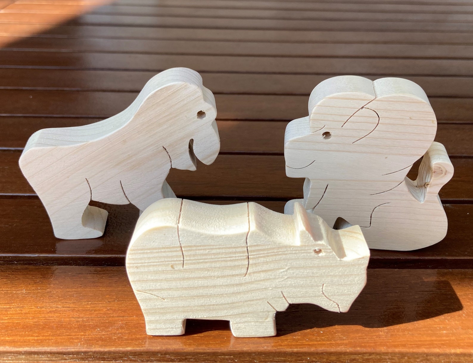 Handmade Wooden Wild Animal Toys, Set of 9 - Etsy