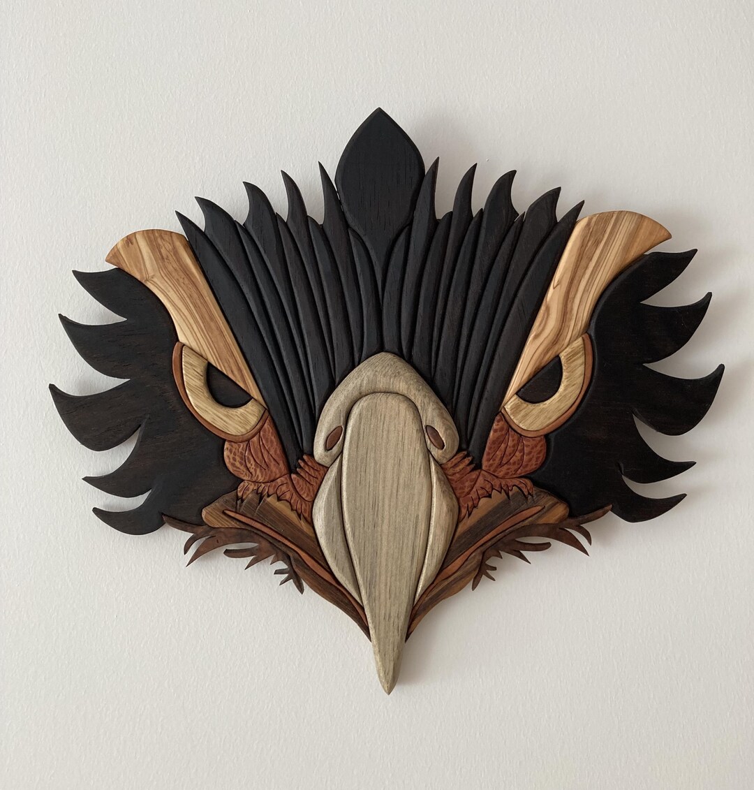 Handmade Intarsia Wood Eagle: 3D Wall Art Decor - Etsy Australia