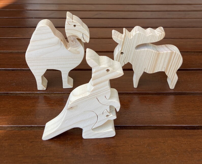 Handmade Wooden Wild Animal Toys, Set of 9 - Etsy