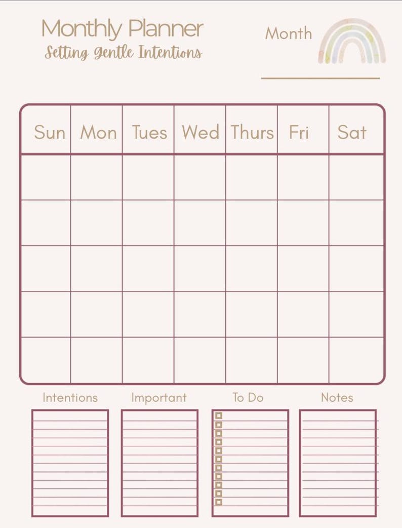 ADHD Planner Printable, Undated Daily Weekly Monthly Planner, Calm Boho ...