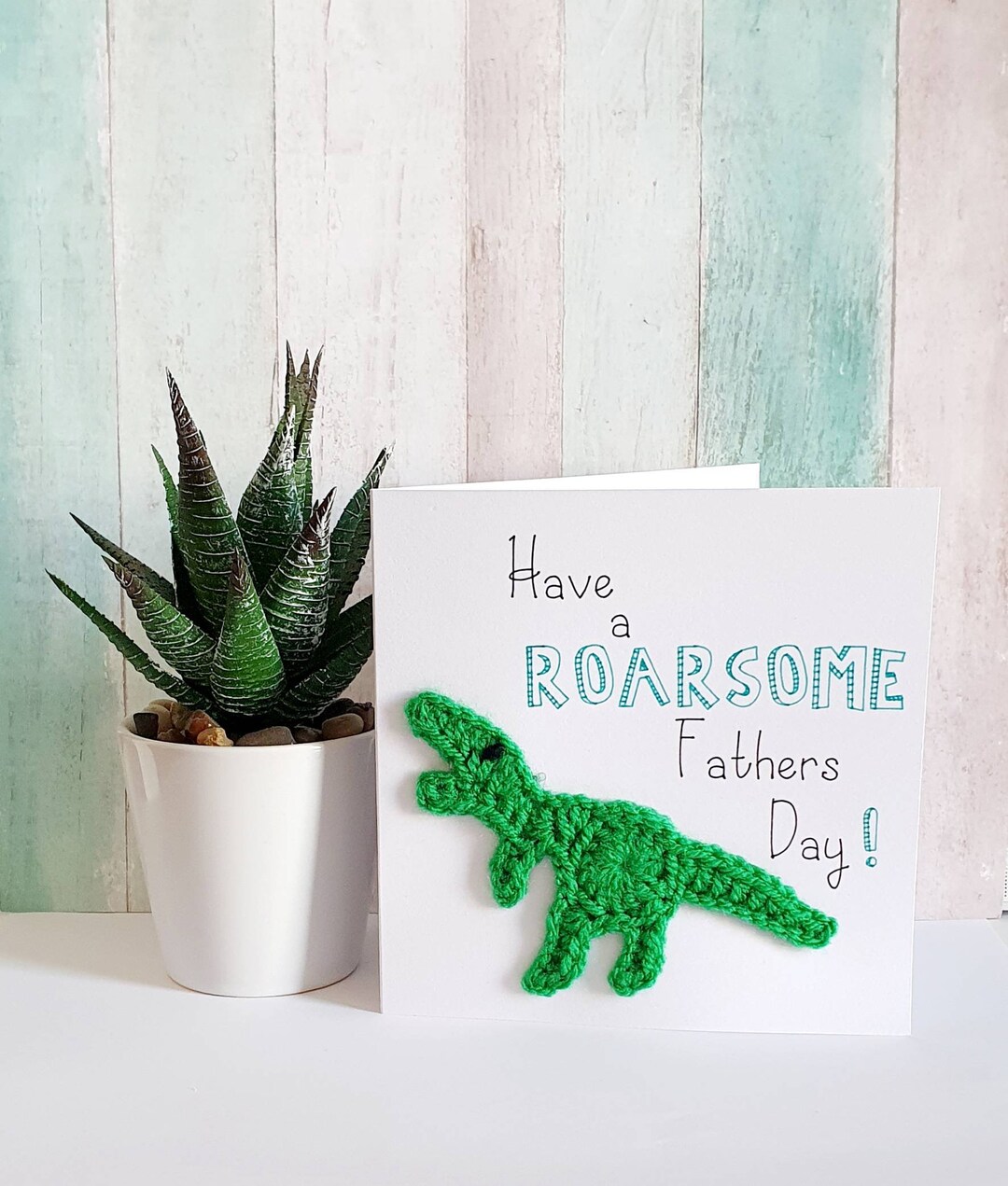 Crochet Roarsome Dinosaur Fathers Day Card Handmade - Etsy