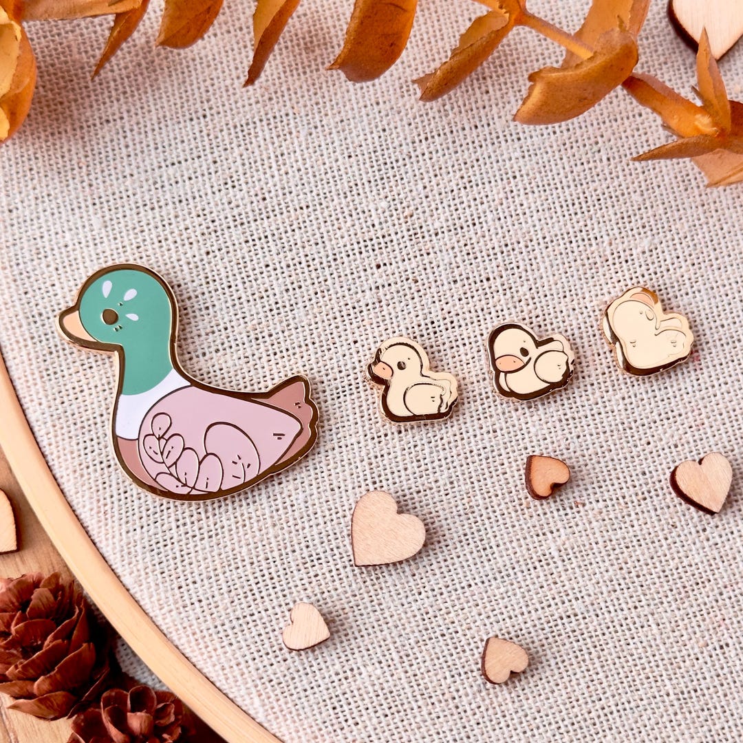 Mallard Duck Family Enamel Pin Set by Evy Benita Set of 4 Enamel Pins ...