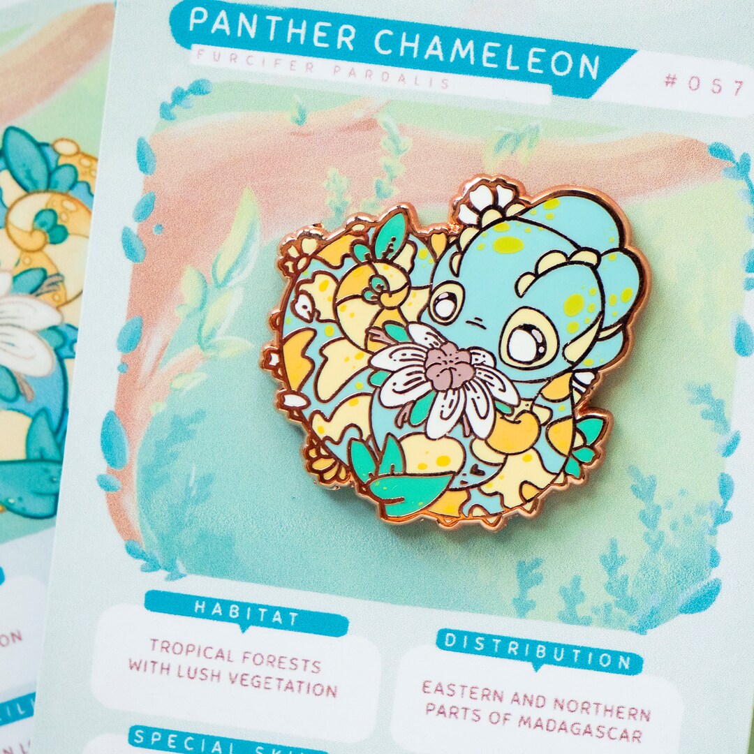 Tropical Panther Chameleon With Madagascan Vanilla Flower Hard Enamel ...