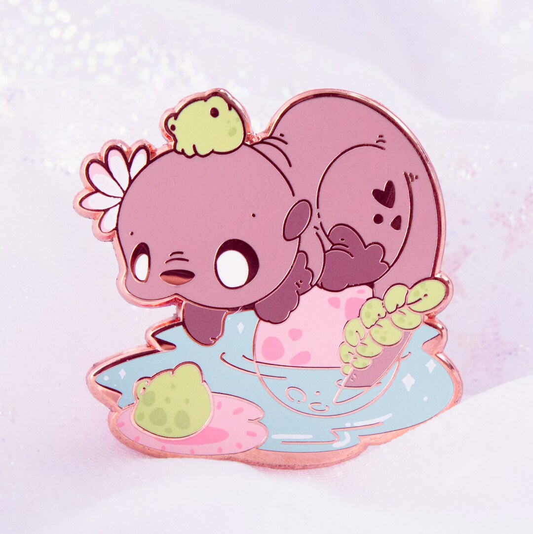 Kawaii Southern River Otter and Frog Hard Enamel Pin Badge on Trading ...