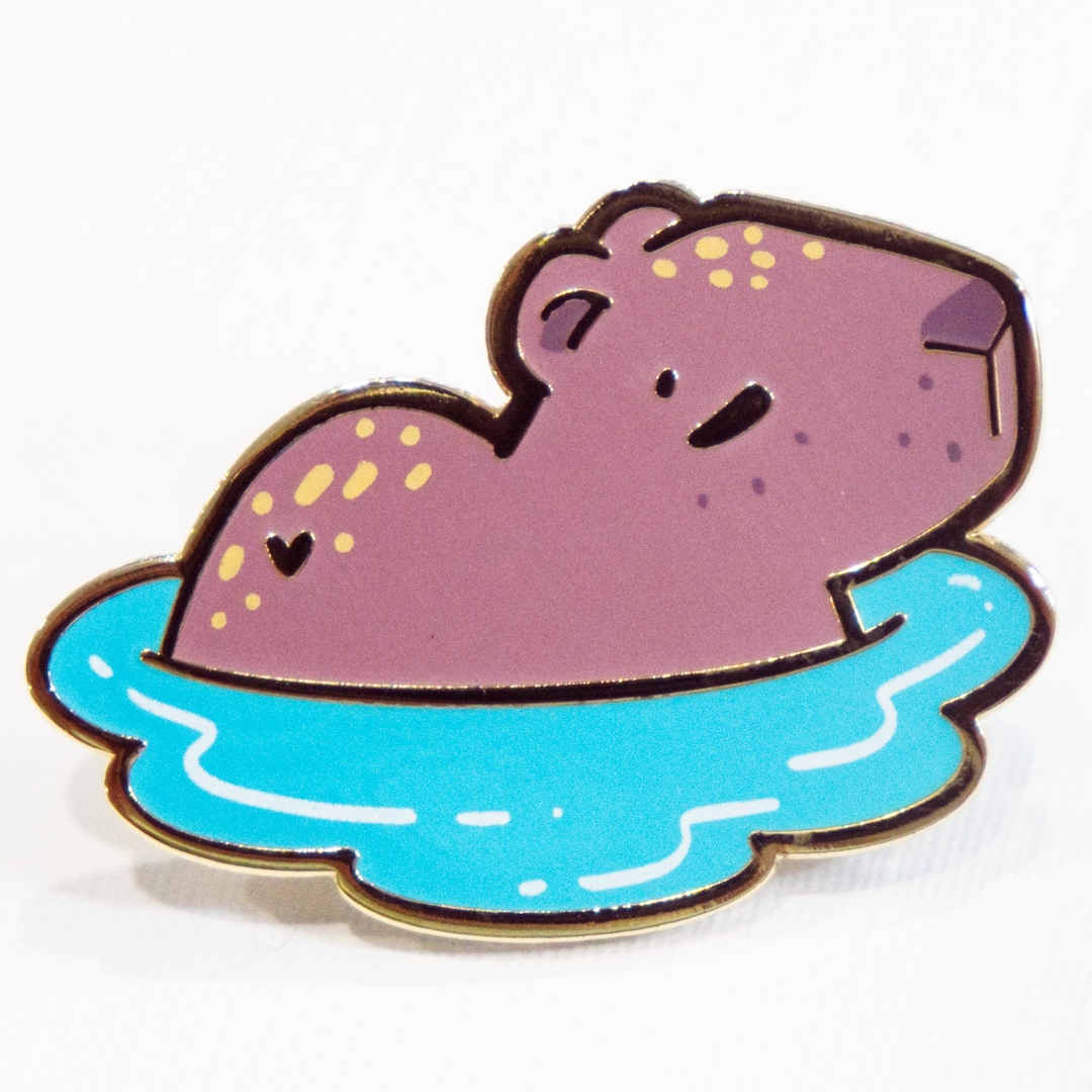 Sleepy Pond Capybara Hard Enamel Pin by Evy Benita - Etsy