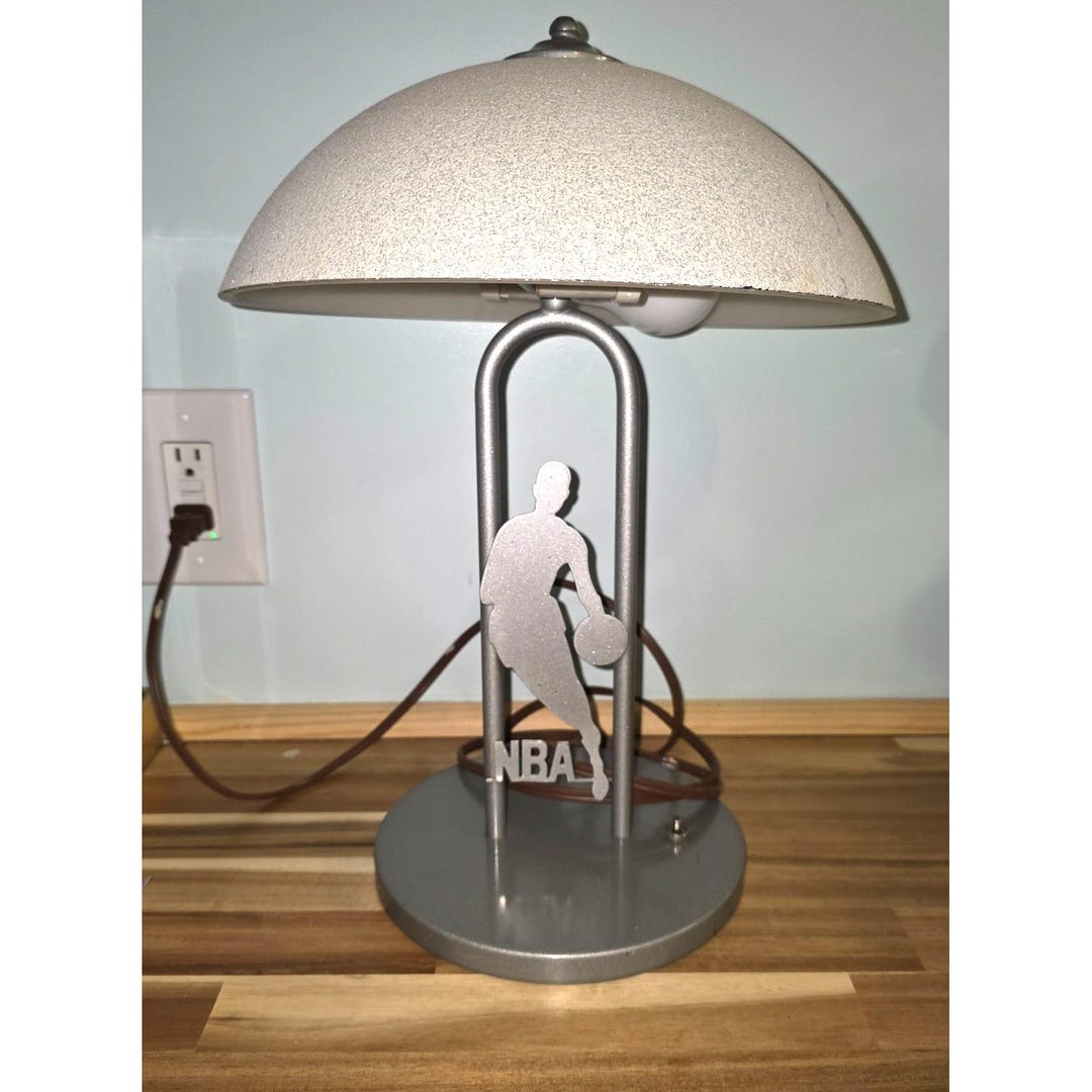 Vintage NBA Logo Basketball Silver Metal Table Desk Lamp - Etsy