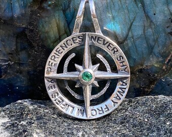 Men's 925 Silver for & Sapphire Compass Pendant With 925 - Etsy