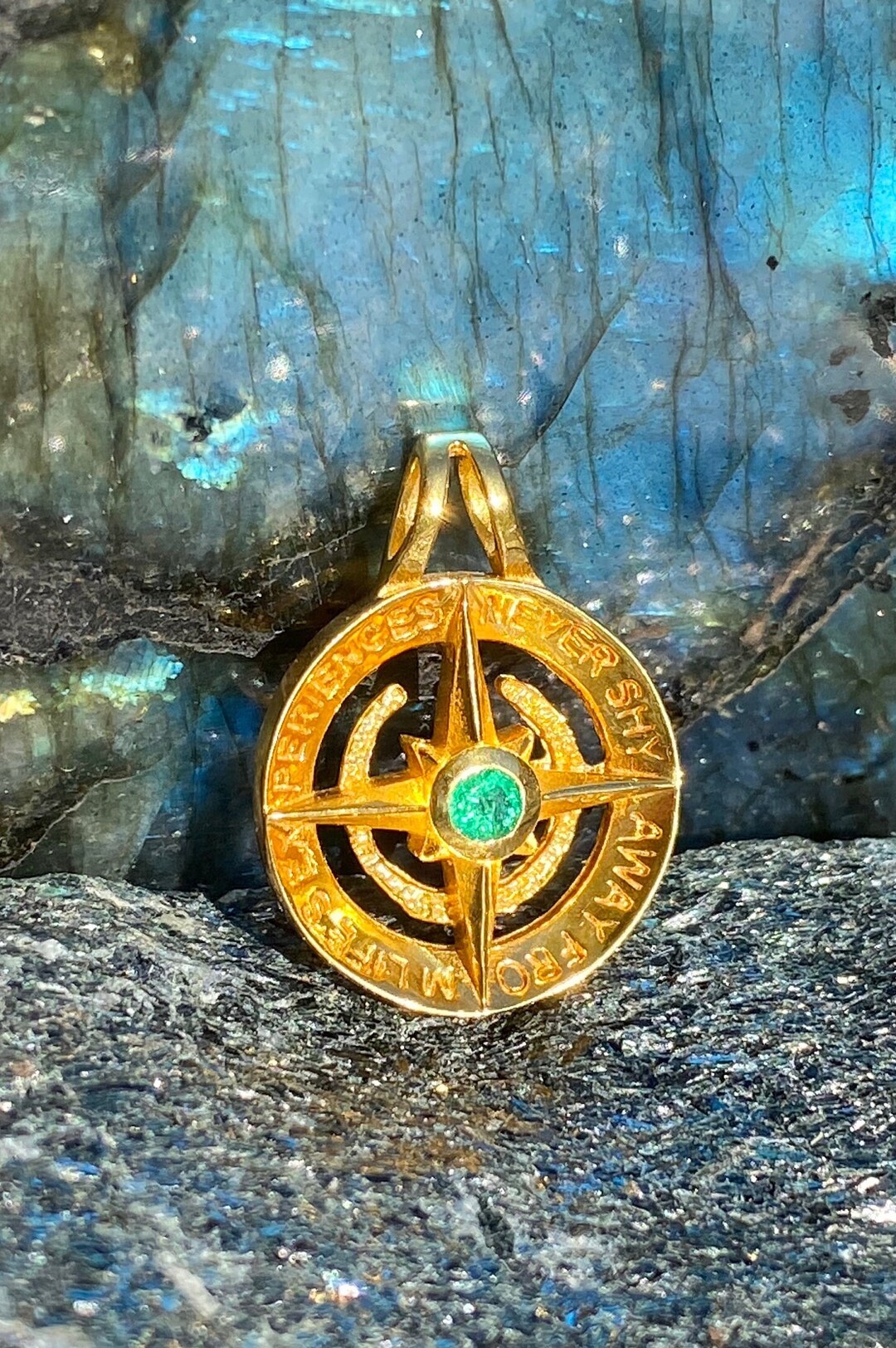 Women's Emerald Global Zen Life Signature Gold Plated 925 Pendant - Etsy