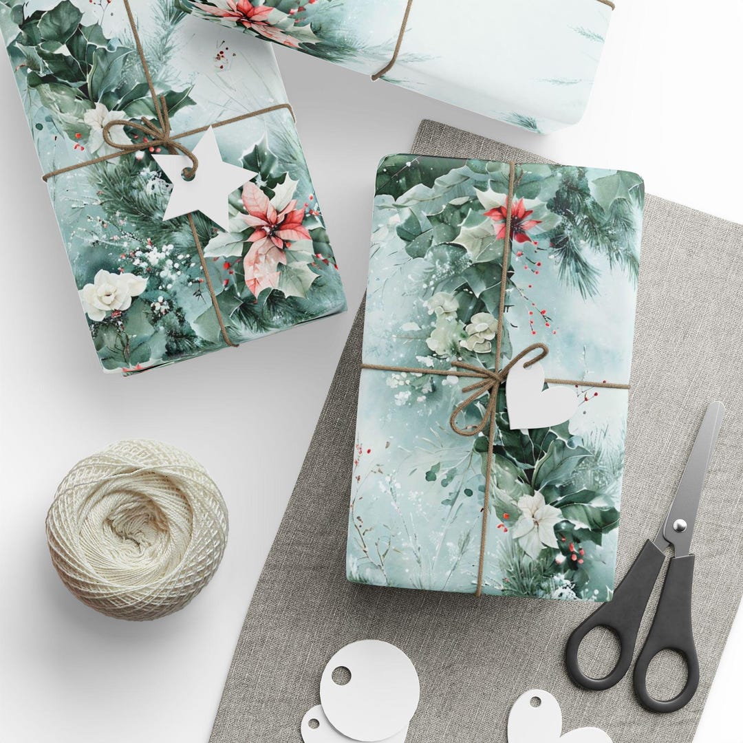Christmas Wrapping Papers, Snowy Holiday Gift Wrap, Festive Xmas ...