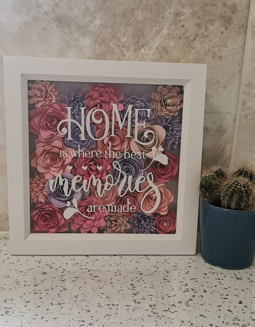 Hand Rolled Paper Flower Deep Box Frame, Wall Decor, Gift for Her ...