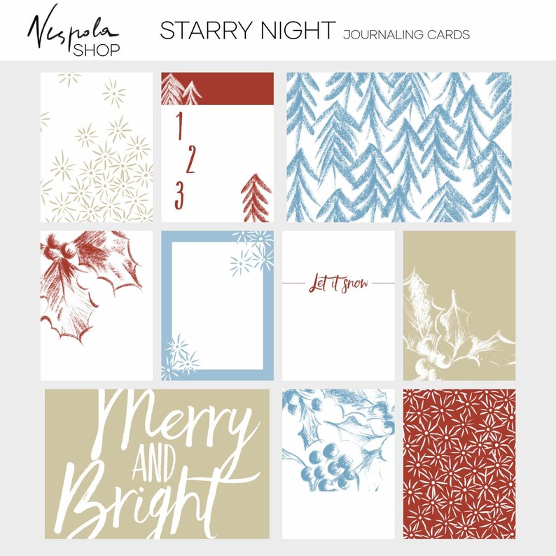 Starry Night Journal Cards Printable Journaling Cards for Scrapbooking ...