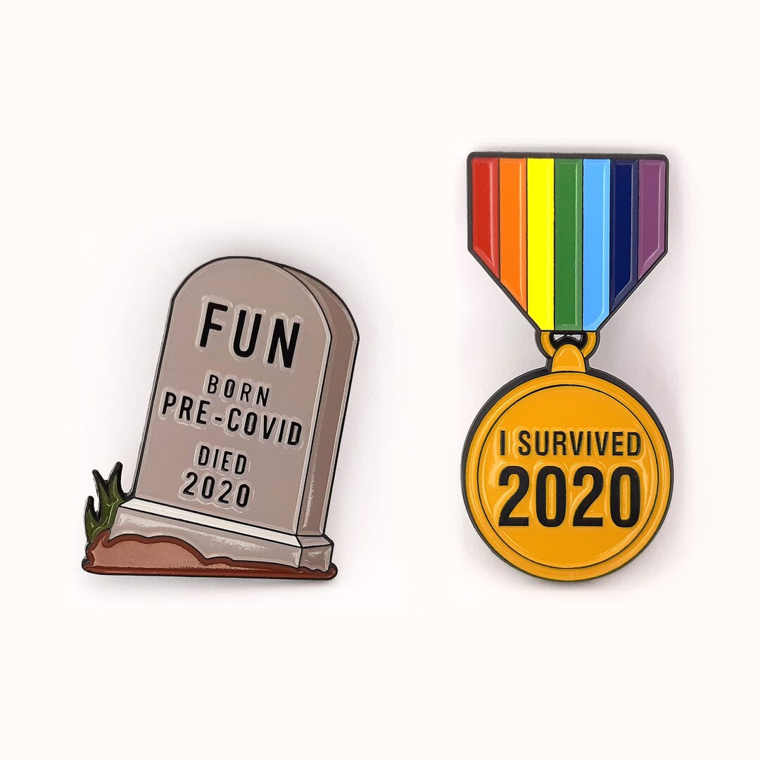 Funny Horror Headstone Pin PLUS I Survived 2020 Medal Enamel Pins Gift ...