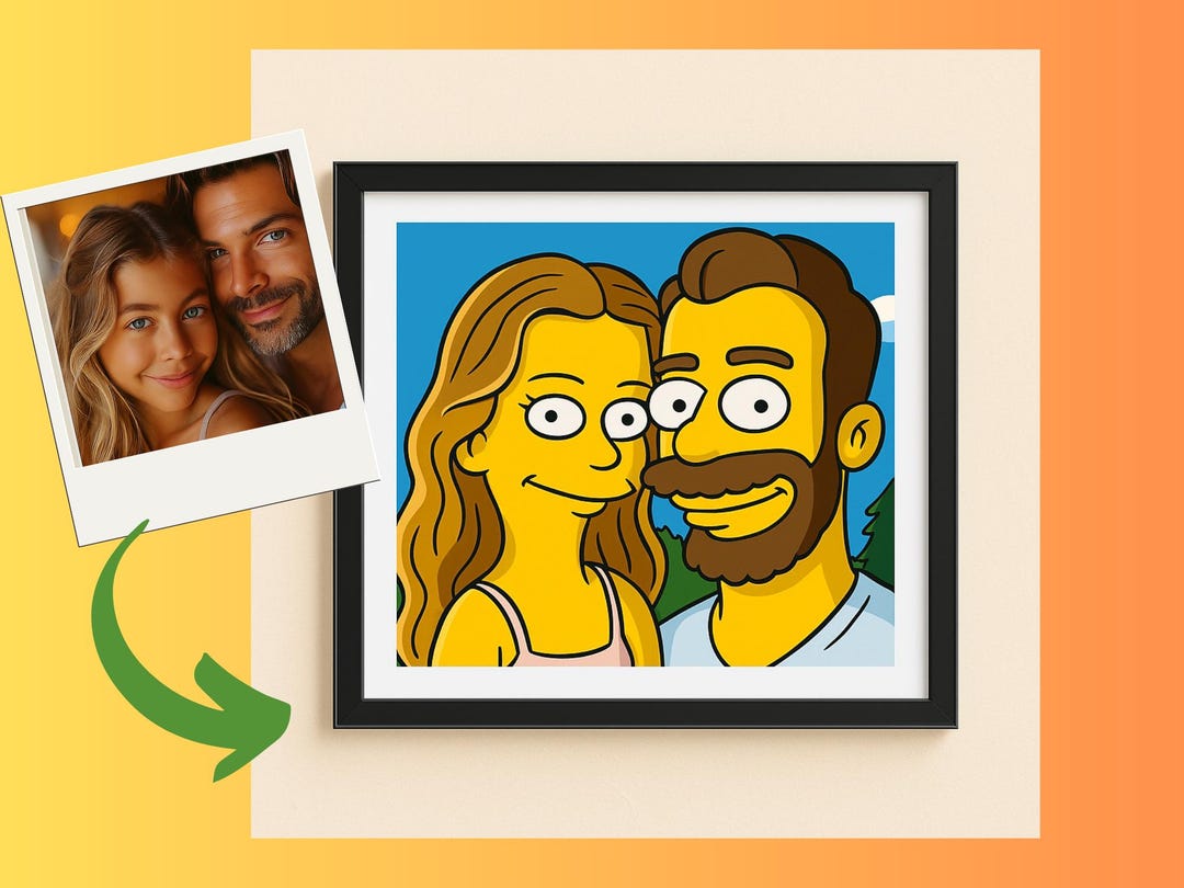 Custom Simpsons Style Couple Portrait | Personalized Cartoon Drawing ...