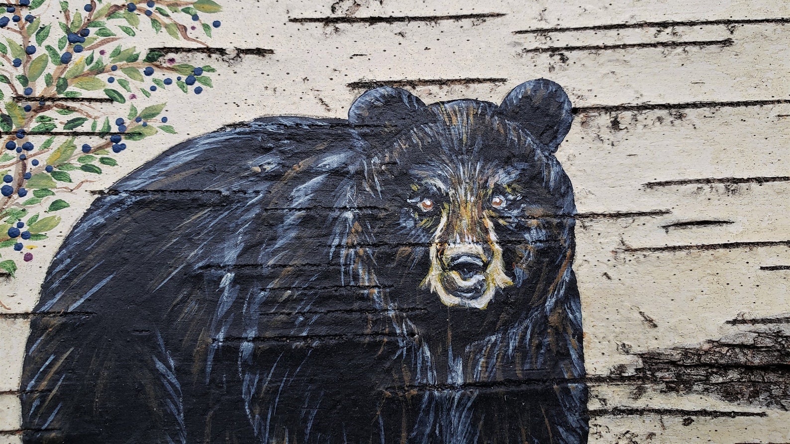 MADE TO ORDER - Hand Painted Bears and Blueberries on Birch Bark Are in ...