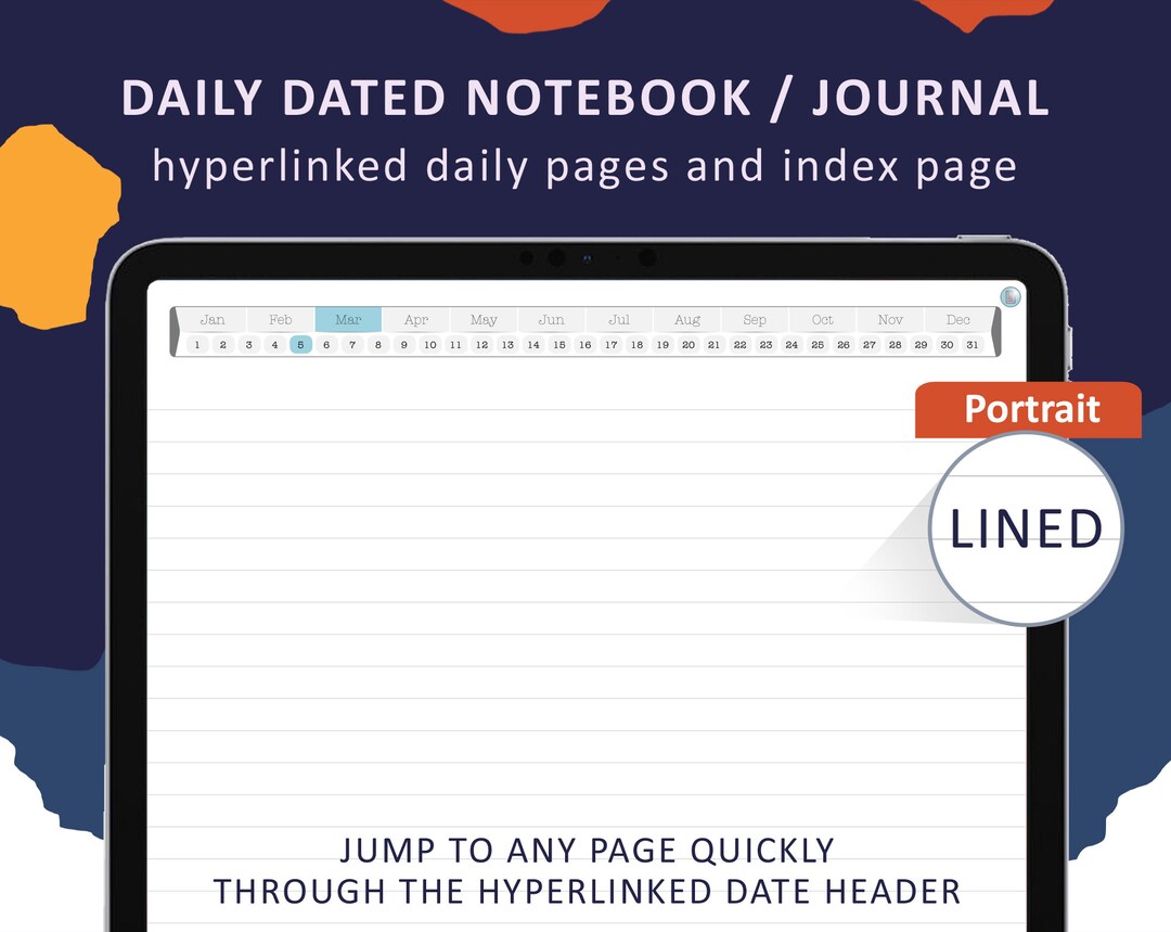 Lined Daily Dated Digital Notbook, Journal, Planner Goodnotes ...