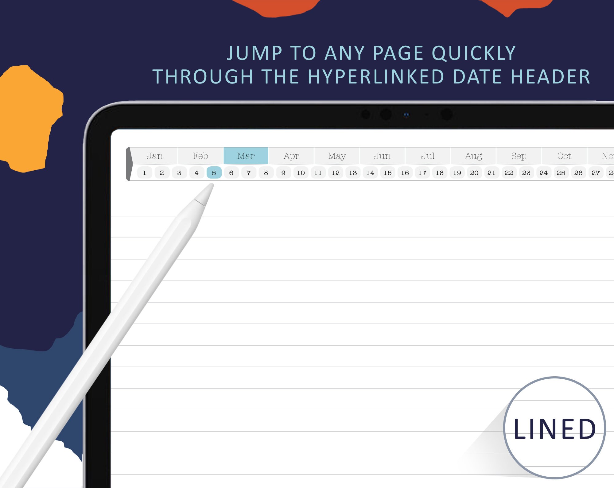 Lined Daily Dated Digital Notbook Journal Planner | Etsy