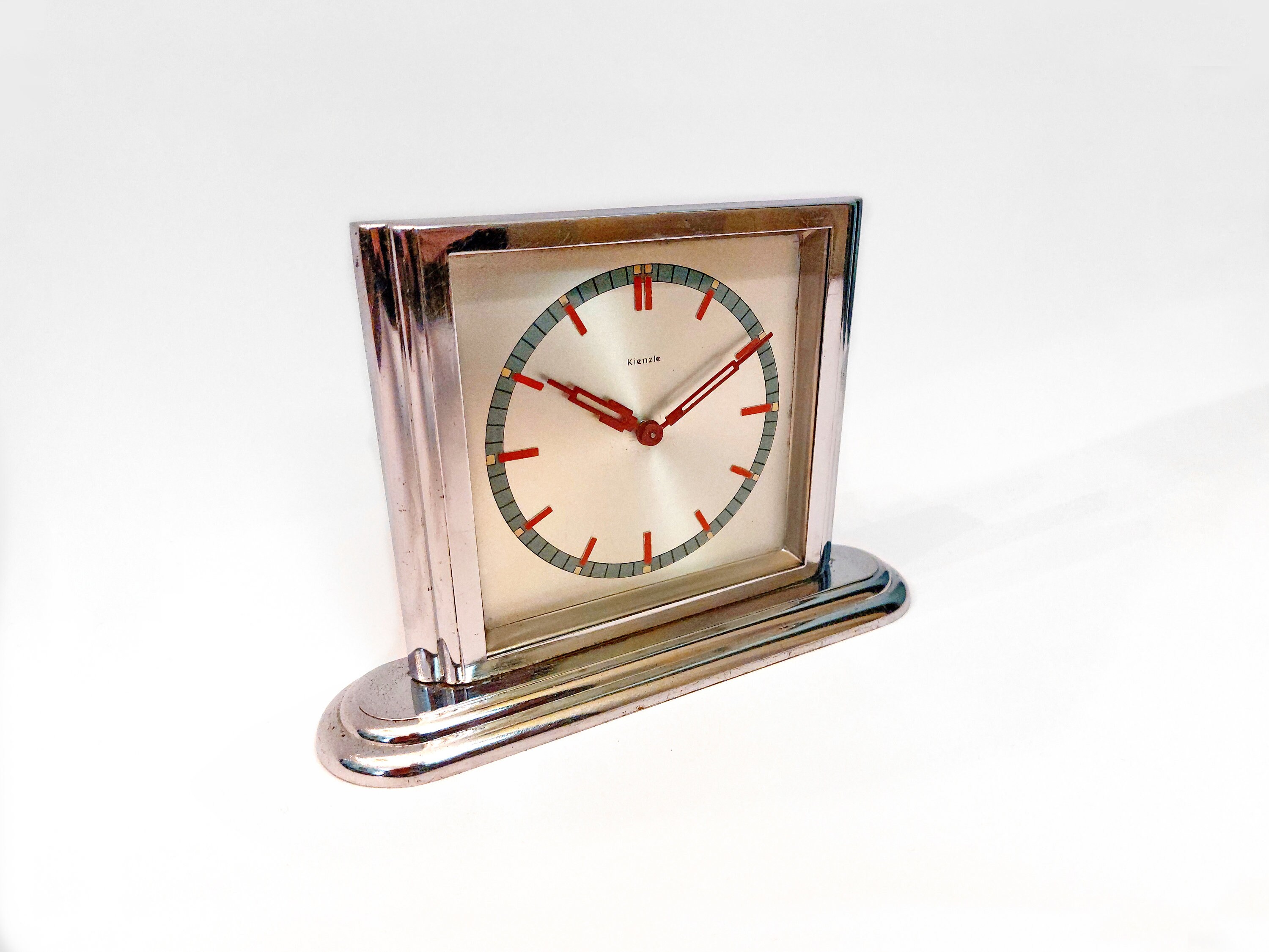 Kienzle Table Mantel Clock Chrome Widing Art Deco Vintage Antique Timepiece 1930s Collectors ...
