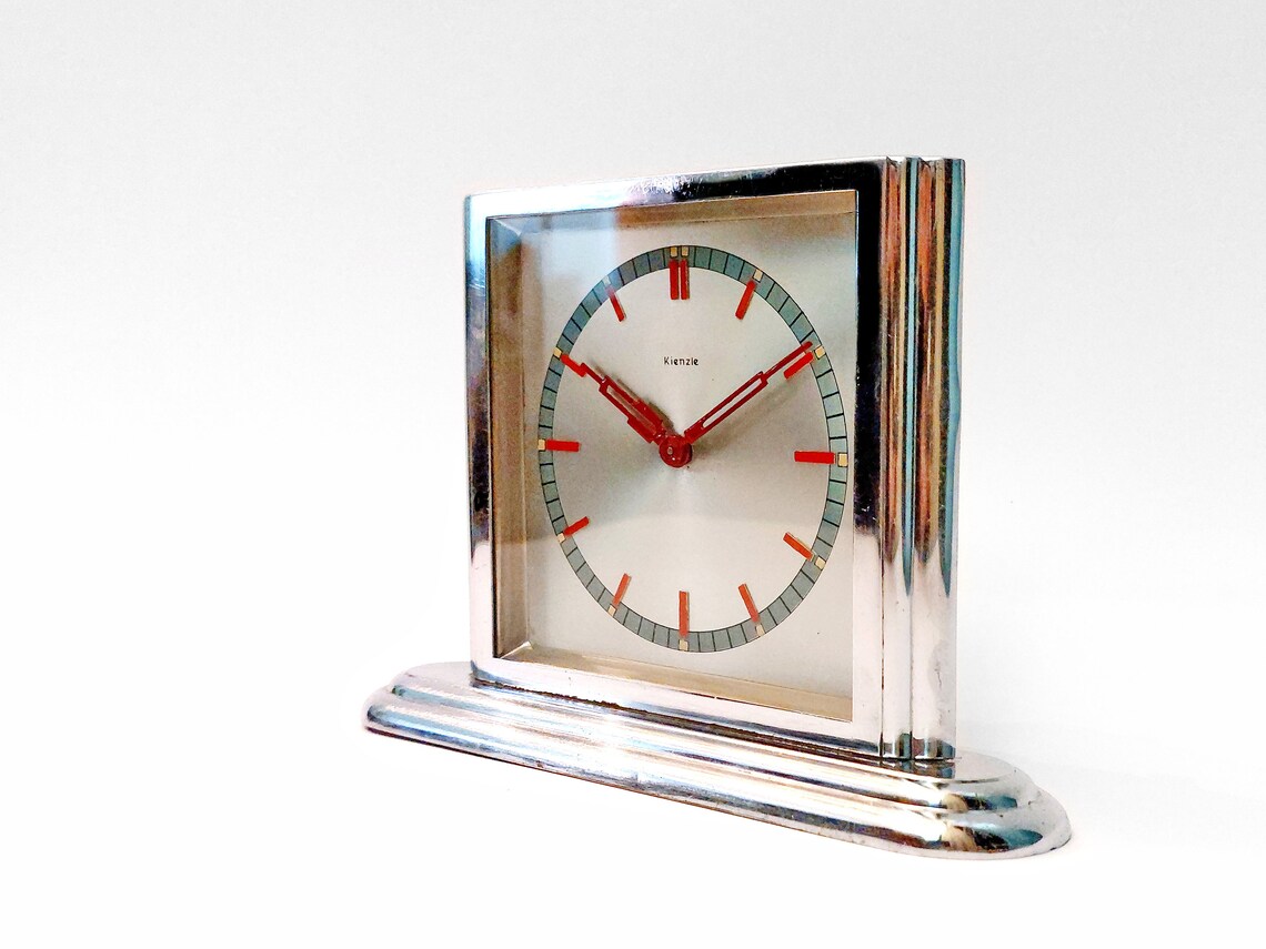 Kienzle Table Mantel Clock Chrome Widing Art Deco Vintage Antique ...
