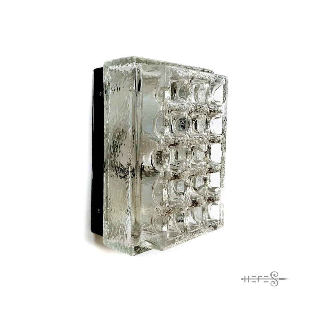 Limburg Glass Germany 1970s Vintage Rectangular Wall Lamp Embossed ...