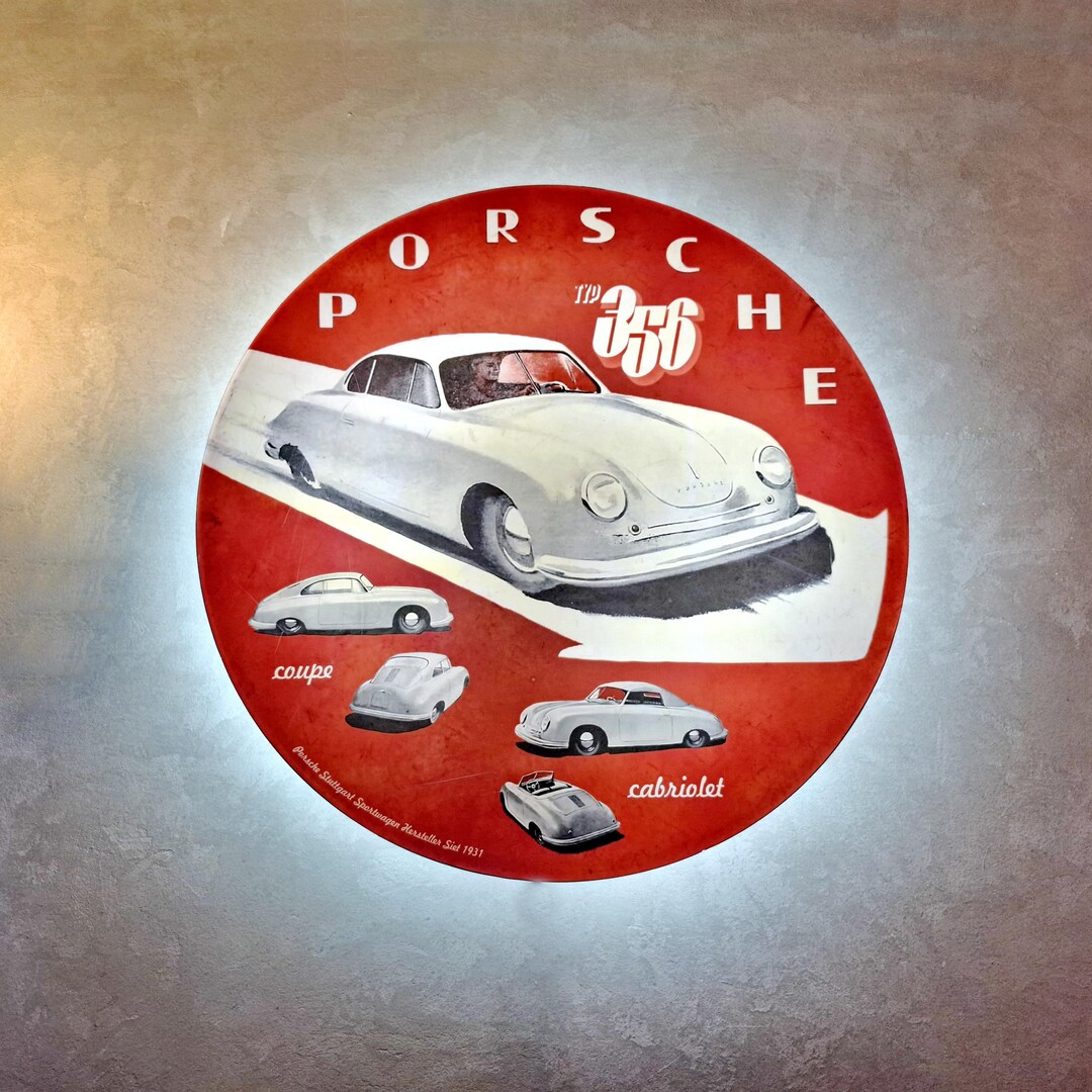 Porsche Vintage Backlight Advertisement Sign Neon Light Custom Design ...