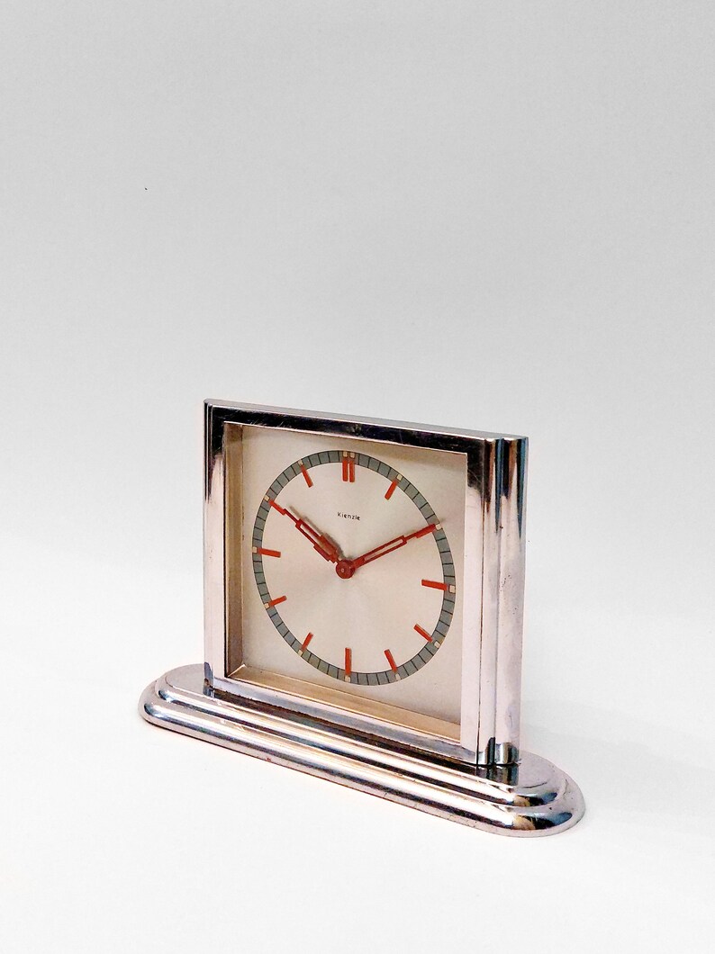 Kienzle Table Mantel Clock Chrome Widing Art Deco Vintage Antique ...