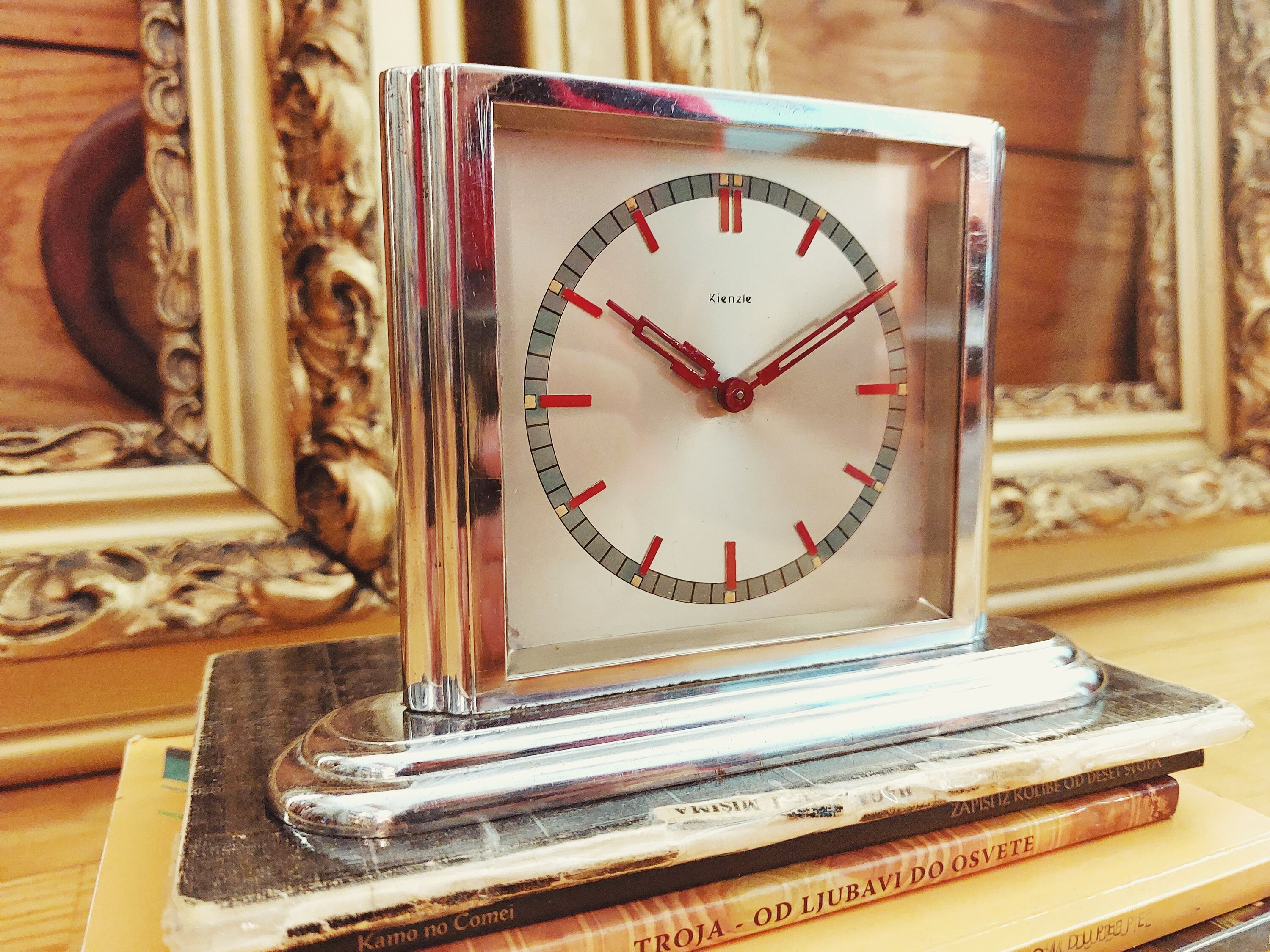 Kienzle Table Mantel Clock Chrome Widing Art Deco Vintage Antique ...