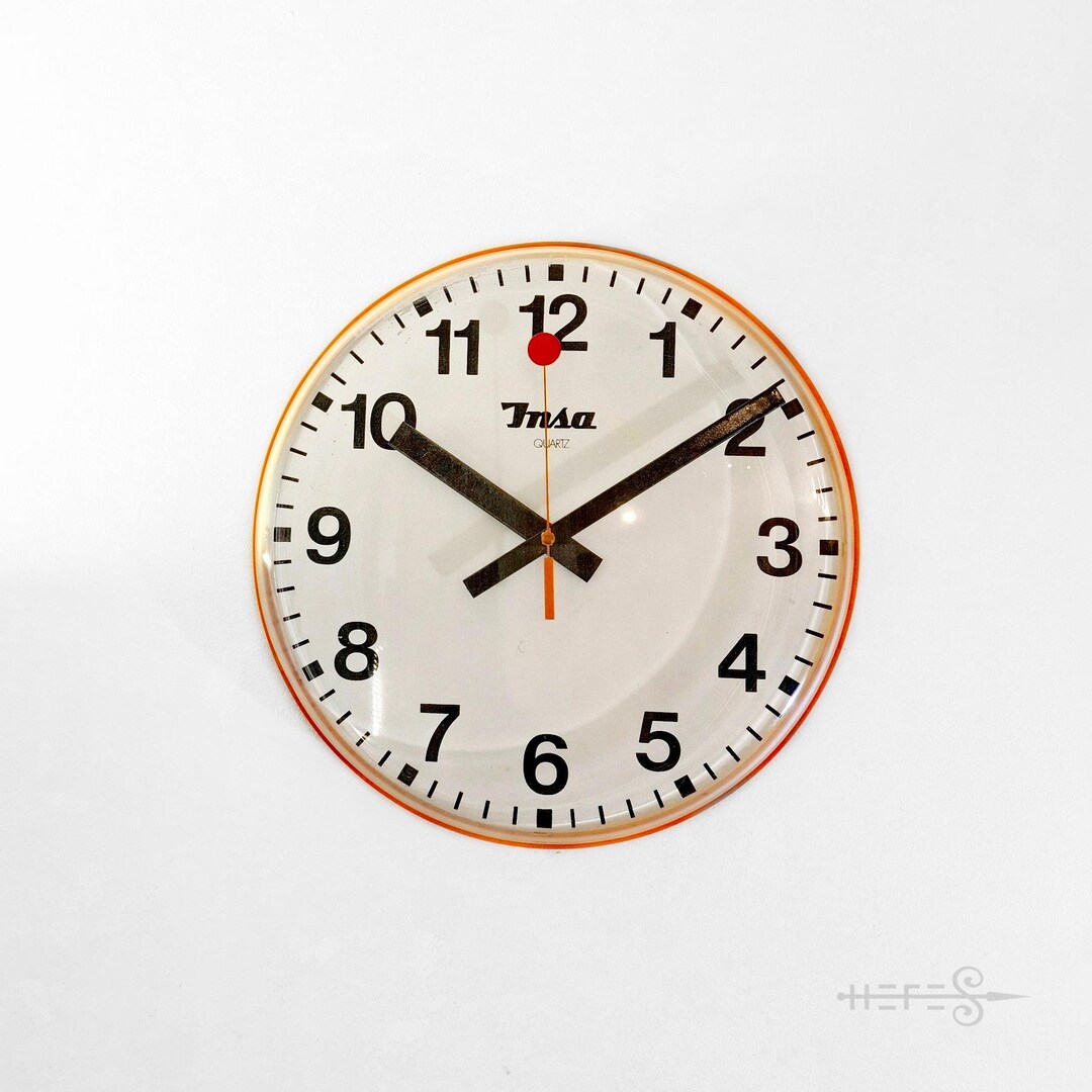 Insa Orange Wall Clock 1970s Industrial Space Age Decor Vintage ...