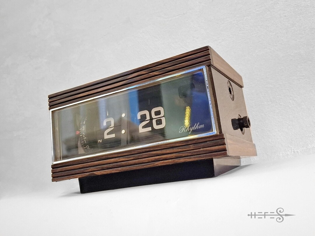 Rhythm Japan Flip Alarm Clock Mid Century Style Retro 1960s Vintage ...