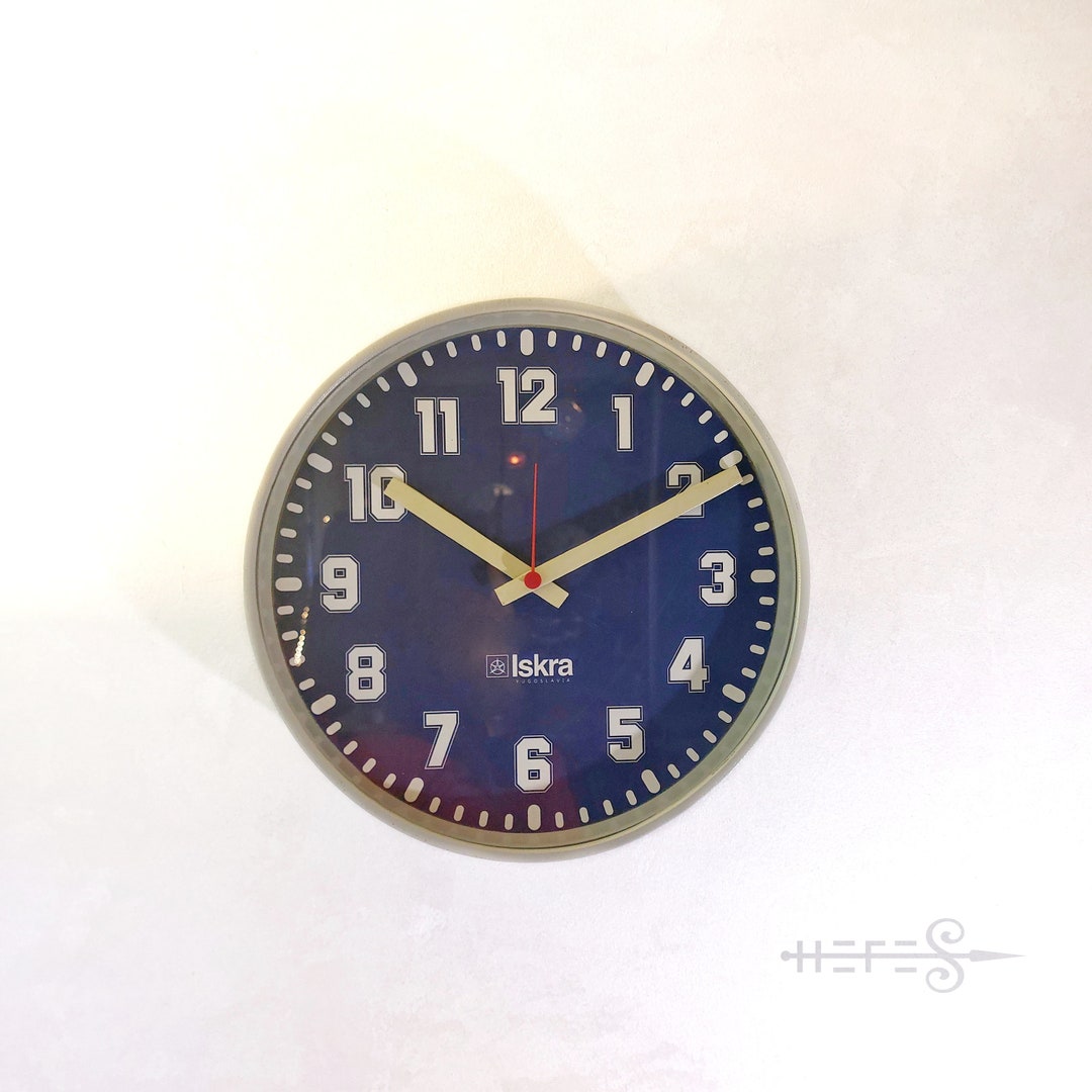 Iskra Clock 31cm Station Industry Factory Railway Style Yugoslavia 1985 ...