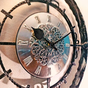 Emes Germany Wrought Iron Clock From 1970s Black and Silver With Emboss ...