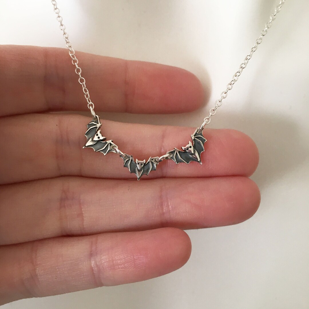 Mom Dad Baby Bat Necklace, Bat Family of 3, Sterling Silver, Bats, Bat ...